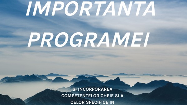 Prezentare Programei si a Competentelor Cheie