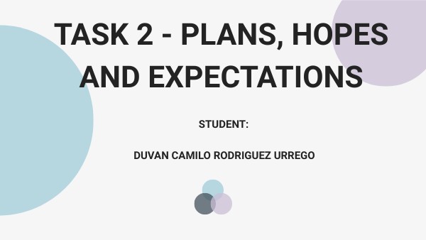 Task 2 - Plans, Hopes and Expectations