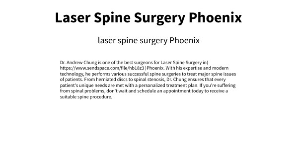 Laser Spine Surgery Phoenix