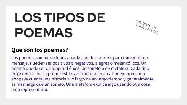 LOS TIPOS DE POEMAS | Genially