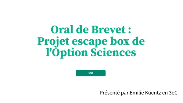 Oral brevet: Escape box | Genially