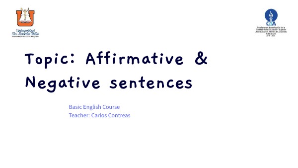 Affirmative & Negative sentences ppt. | Genially