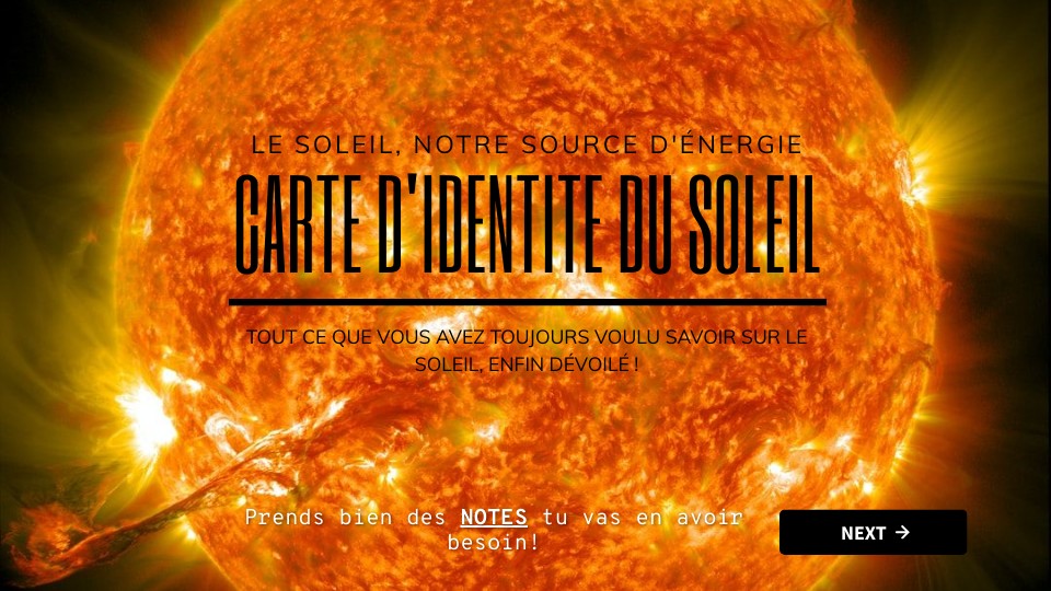 Carte d’identité du Soleil | Genially