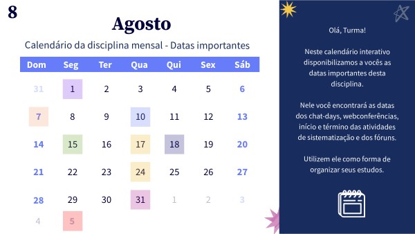 Emp - Calendário - Agosto | Genially