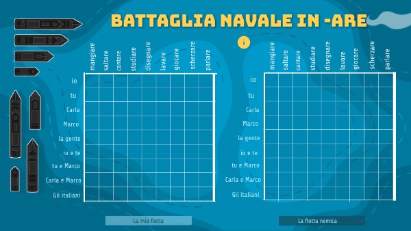 Battaglia navale - verbi in -are | Genially