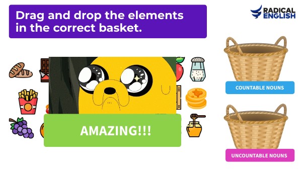 Drag and Drop: Countable Uncountable Nouns | Genially