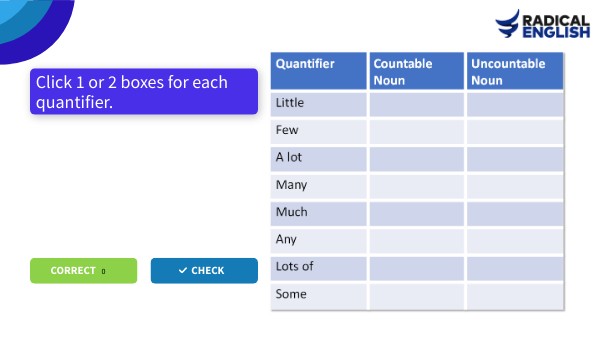 Check Boxes: Quantifiers | Genially