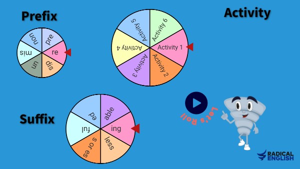Ruleta: Prefix and suffix | Genially