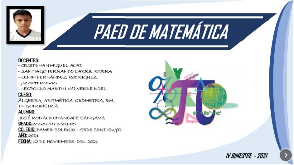 PAED_MATEMÁTICAS_IVBIM_5° CARLOS_JoséChancafe | Genially