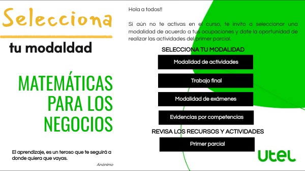 Selecciona tu modalidad - Semana 2 | Genially