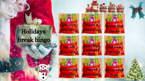 Holiday break bingo | Genially