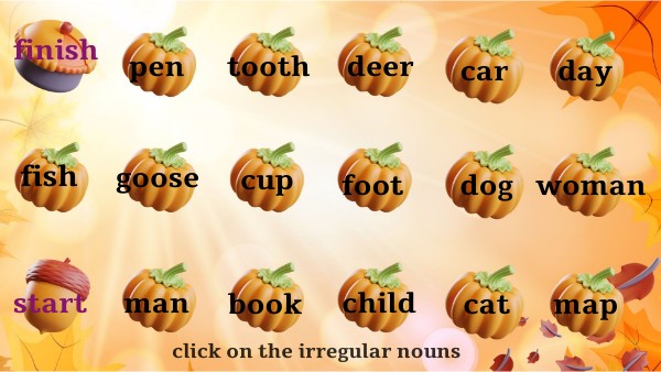 Irregular nouns (click and make plural form) | Genially