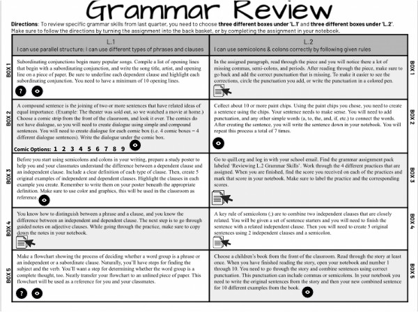 Interactive Choice Board
