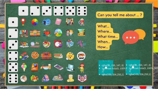 Can you tell me about... Back to School Game English for kids | Genially
