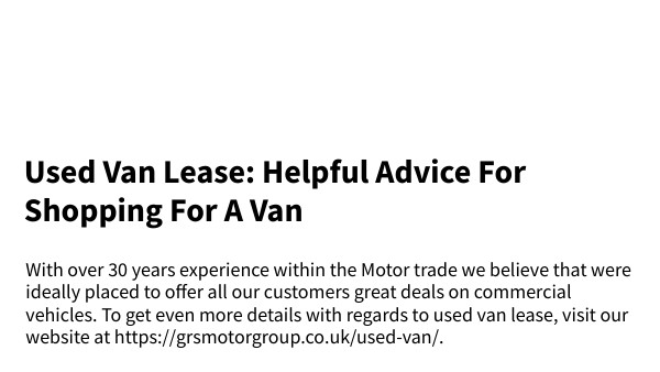 Used Van Lease