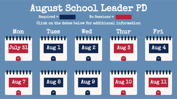 August 2023 School Leader PD Calendar