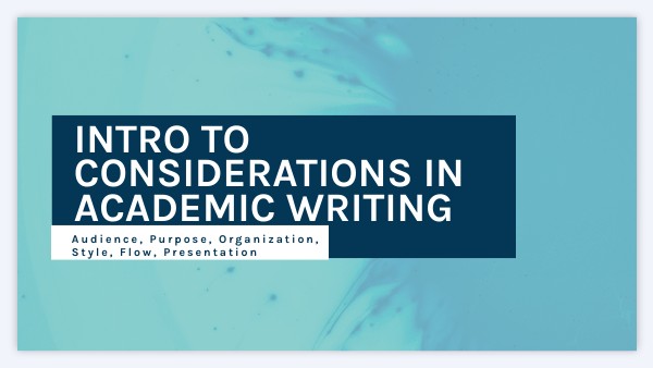 [GU] INTRO TO ACADEMIC CONSIDERATIONS