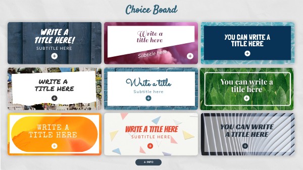 CHOICE BOARD TEMPLATE | Genially