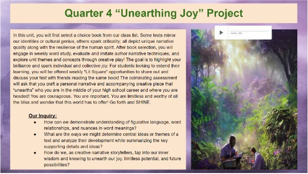 Unit 4: Unearthing Joy Overview
