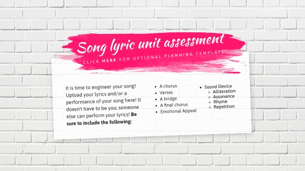 Lyric Writing Assessment | Genially