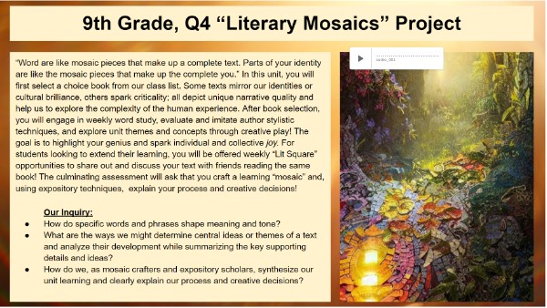 Unit 4 Literary Mosaics Overview