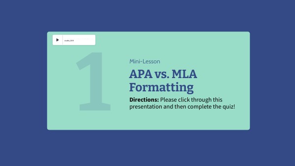 APA vs. MLA Guidelines
