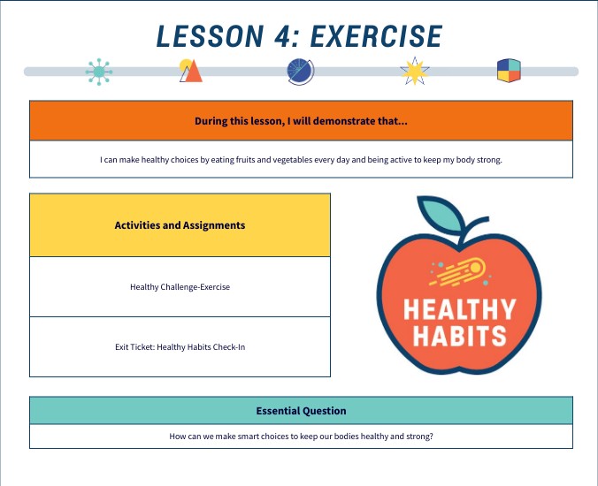 Healthy Habits - Lesson 4 Landing Page