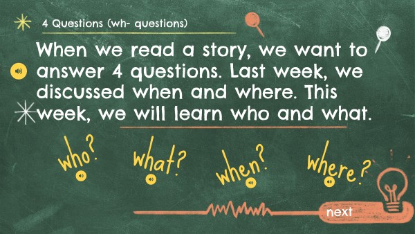 Kinder-basic questions who/what | Genially