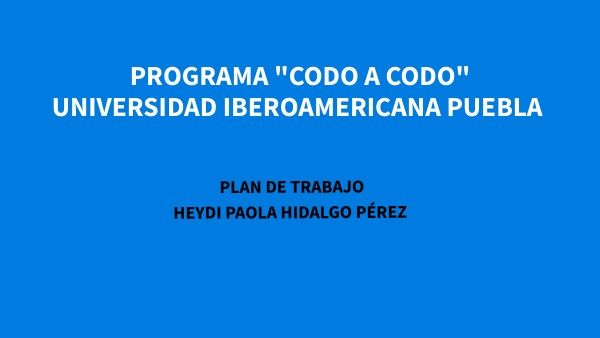 PLAN DE TRABAJO “CODO A CODO”