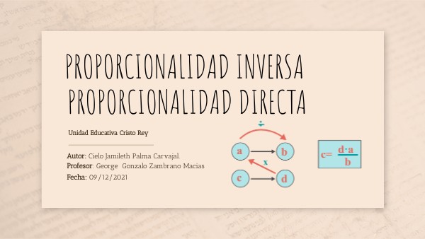 PROPORCIONALIDAD INVERSA Y DIRECTA | Genially
