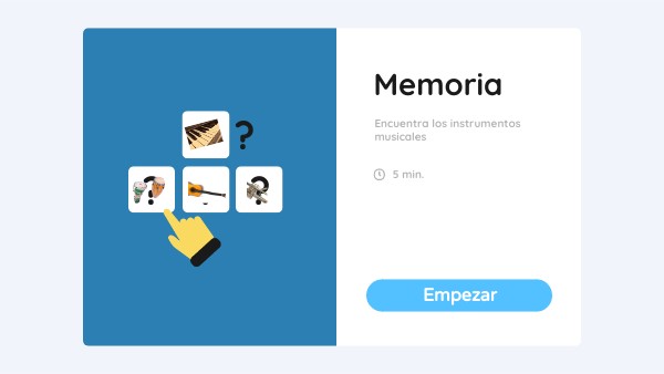 Juego de memoria de los instrumentos musicales