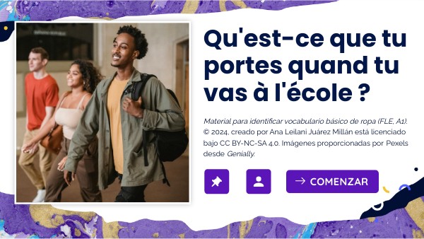 Material para identificar vocabulario básico de ropa (FLE, A1) | Genially