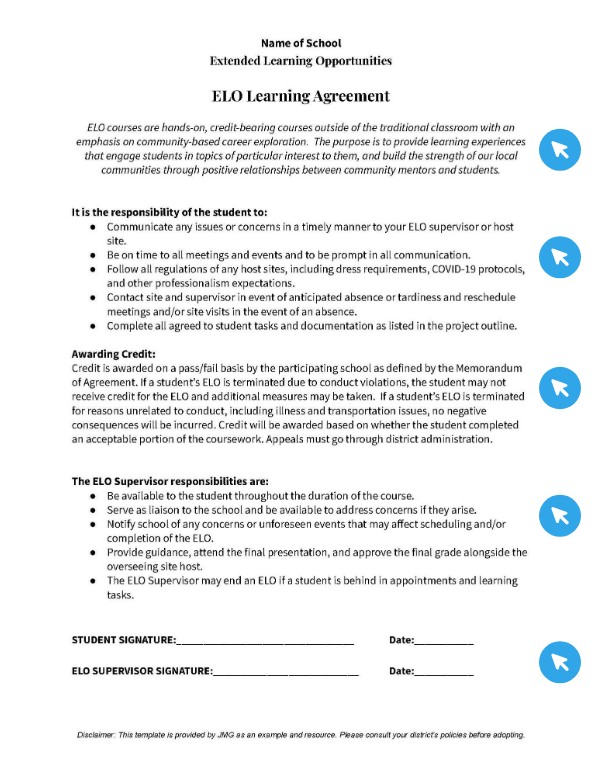 Sample ELO Learning Agreement