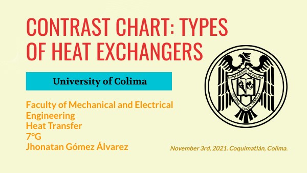 CONTRAST CHART: TYPES OF HEAT EXCHANGERS