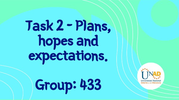 Task 2 - Plans, hopes and expectations.