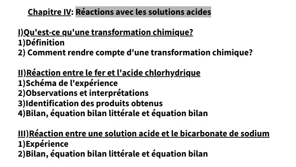 Réactions avec les solutions acides | Genially