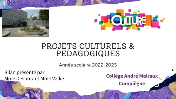 BILAN PROJETS CULTURELS 2022-23 | Genially
