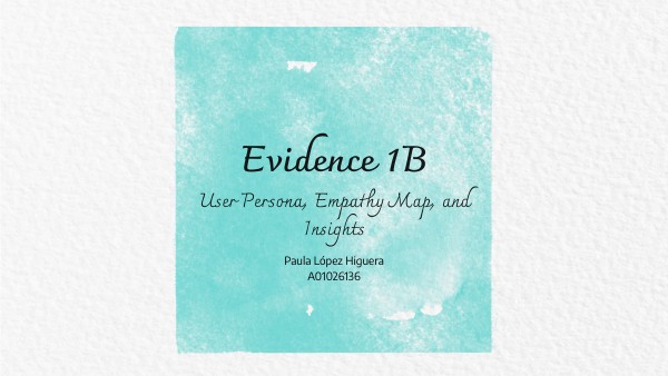 Evidence 1B: User Persona, Empathy Map and Insights