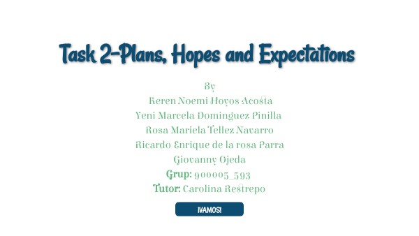 Task 2- Plans, Hopes and expectations