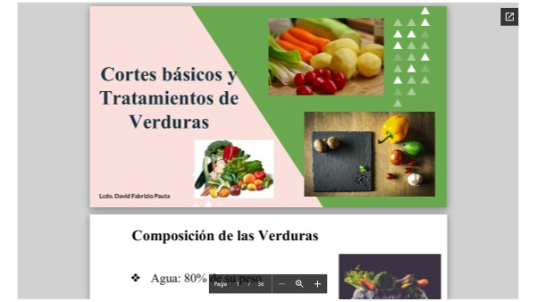 Cortes básicos y Tratamientos de Verduras