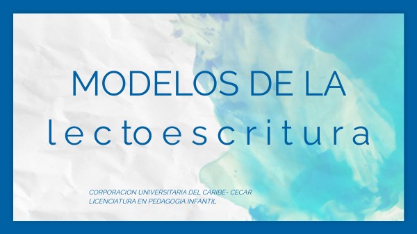 MODELOS DE LECTOESCRITURA