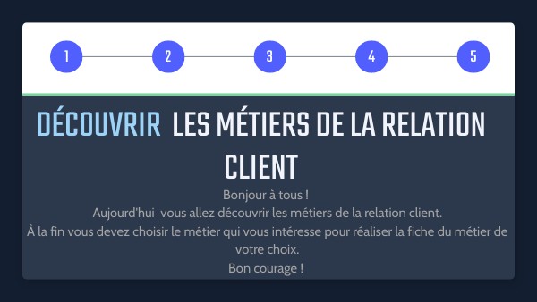 Découvrir les métiers de la relation client | Genially