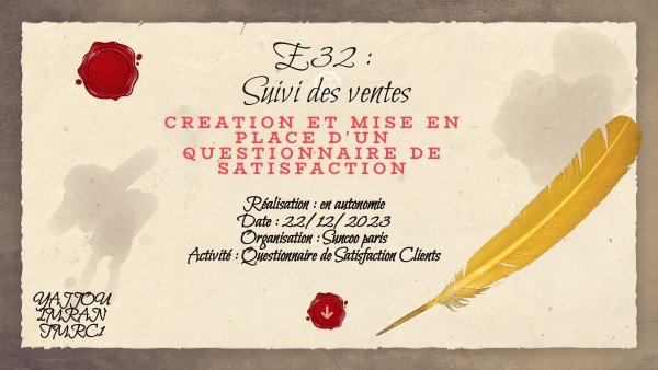 E32 : QUESTIONNAIRE SATISFACTION | Genially