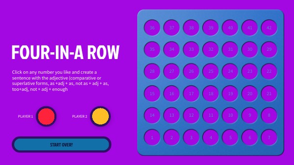 Four-in-a-row (adjectives) | Genially