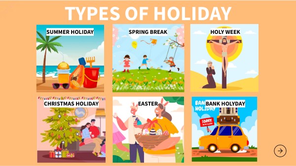 HOLIDAYS VOCABULARY | Genially