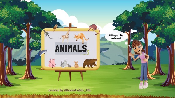ANIMALS (for kids) ESL lesson | Genially