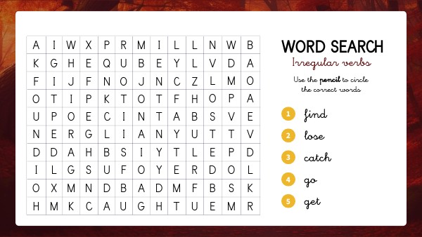 WORD SEARCH: Irregular verbs
