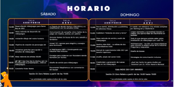 Horario IndieDevDay