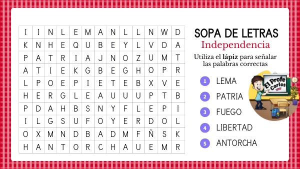 Sopa de Letras Independencia | Genially
