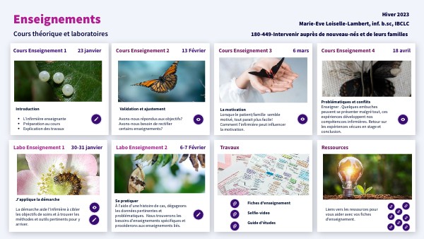 Plan cours/labo d'enseignement | Genially